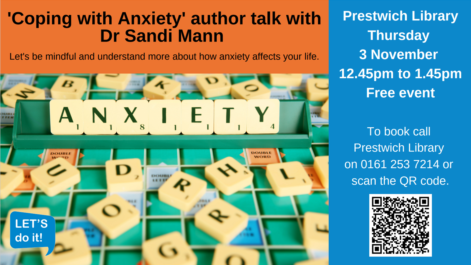 Coping with Anxiety - author talk with Dr Sandi Mann | Bury Council