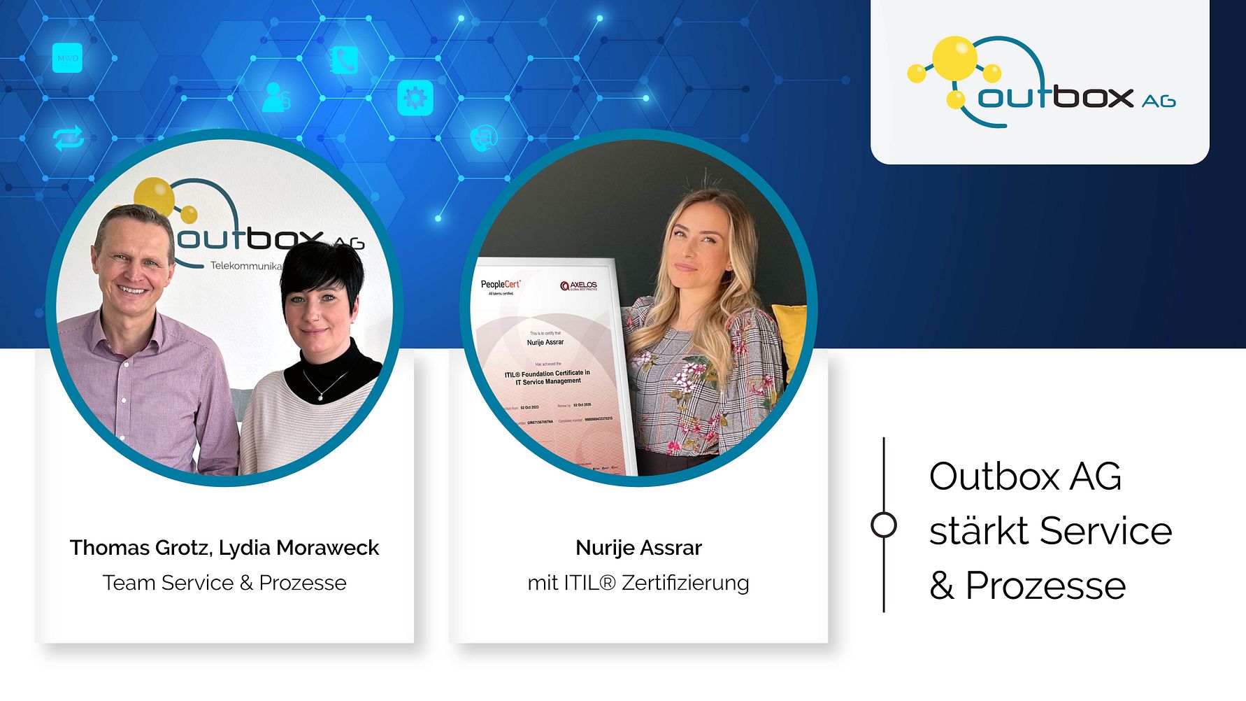 outbox AG stärkt Service & Prozesse: Lydia Moraweck an Bord - Nurije Assrar mit ITIL ...